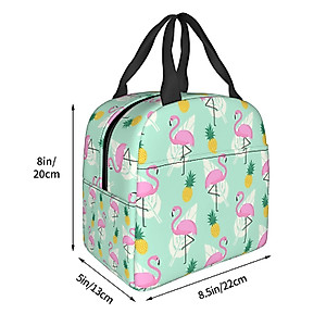 Echoserein Pink Flamingo Pineapples Palm Leaves Lunch Bag Insulated Lunch Box Reusable Lunchbox Waterproof Portable Lunch Tote For Men Women Girls Boys