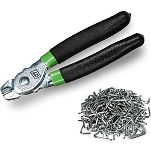 Cascade Tools Hog Ring Pliers Kit (200 Pack of 3/4" Galvanized Steel Hog Rings Included) Perfect for Furniture Upholstery, Auto Upholstery, Meat & Sausage Casings
