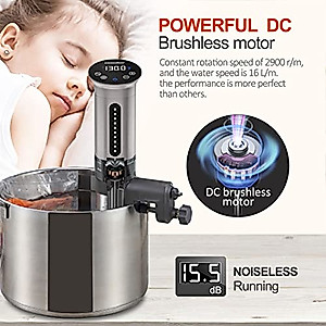 Sous Vide Cooker 1100 Watts | IPX7 Waterproof | By KitchenBoss G310/Silver | Water Cooker, Suvee vide machine | Includes 5 Vacuum Sealer Bags | Accurate Temperature Control Digital Display | Thermal Immersion Circulator