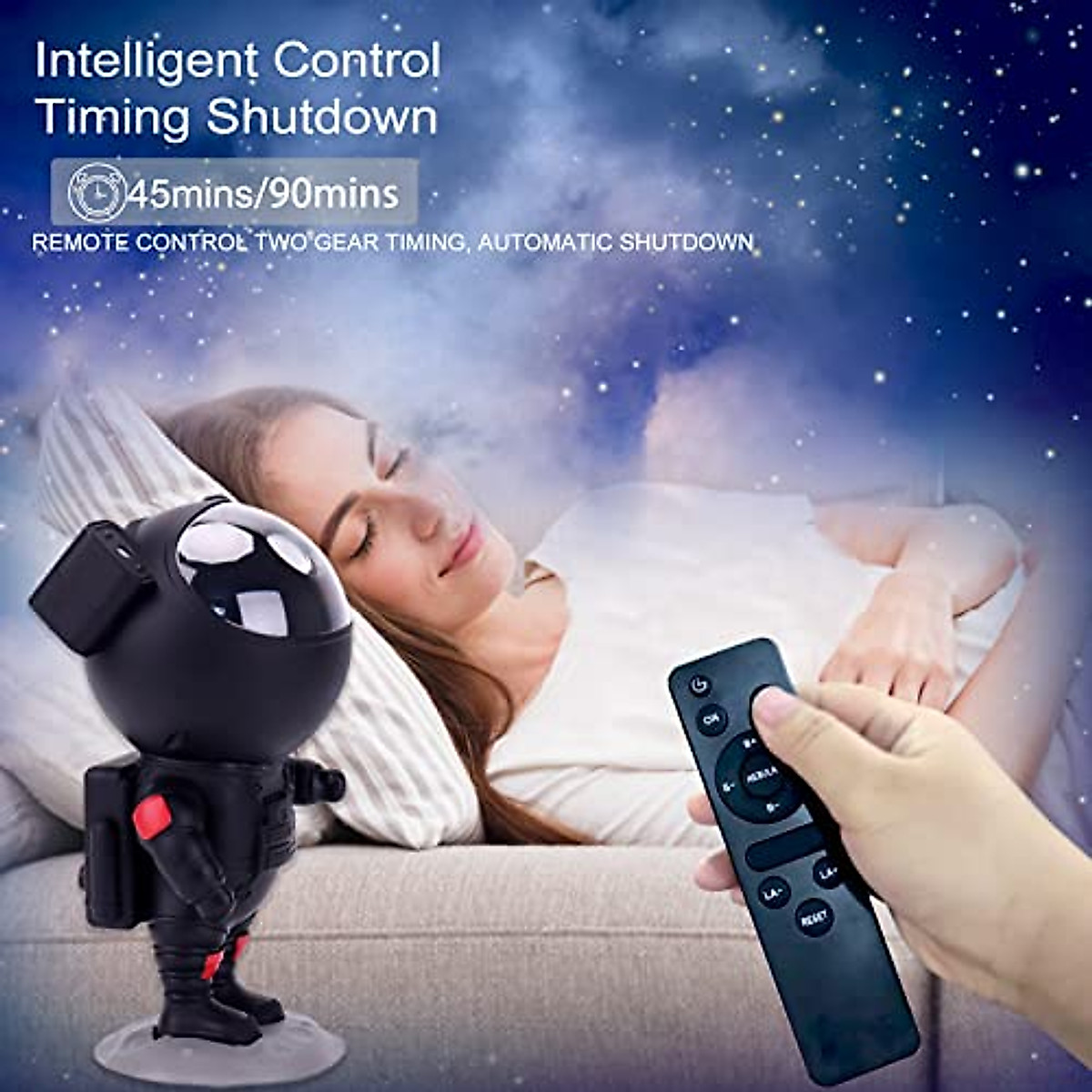 Astronaut Galaxy Projector Night Light, 360° Adjustable Star Projector Night Light with Timer, Nebula Galaxy Projector with Remote Control for Bedroom, Ceiling, Home Decor, Party, Gaming Room