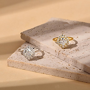 LAVALE Moissanite Engagement Rings for Women, 1.2 CT Lab Created Diamond Promise Rings 18K White Gold Vermeil Knife Edge Moissanite Solitaire Rings for Women Wedding Gifts