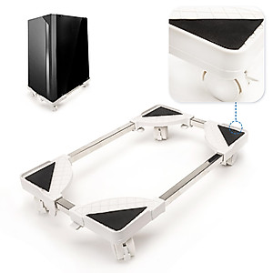 Computer Tower Stand with Wheels Adjustable CPU Stand PC Tower Stand Cart Suitable for Most PC Brackets On The Carpet Floor (White)