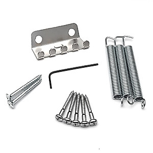SAPHUE 52.5mm Guitar Stratocaster Tremolo Bridge Set for Fender Strat Squier Electric Guitar Replacement (Chrome, 52.5mm)