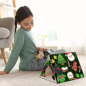 Y-DSIWX Guinea Pig Hideout House Bed, Christmas Elements Rabbit Cave, Squirrel Chinchilla Hamster Hedgehog Nest Cage