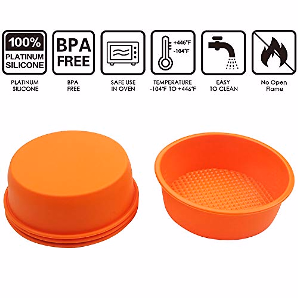 COOKNBAKE Silicone Mould for 4.5 inch Layer Cake Pan Round Cylinder Rainbow Cake Pans Vegetable Pancakes Pizza Crust Omelet Frittata Set of 4