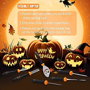Sakmilu Halloween Pumpkin Carving Kit - 6 Pcs Pumpkin Carving Tools Stainless Steel with Stencils Storeage Bag for Halloween Decoration Jack-O-Lanterns