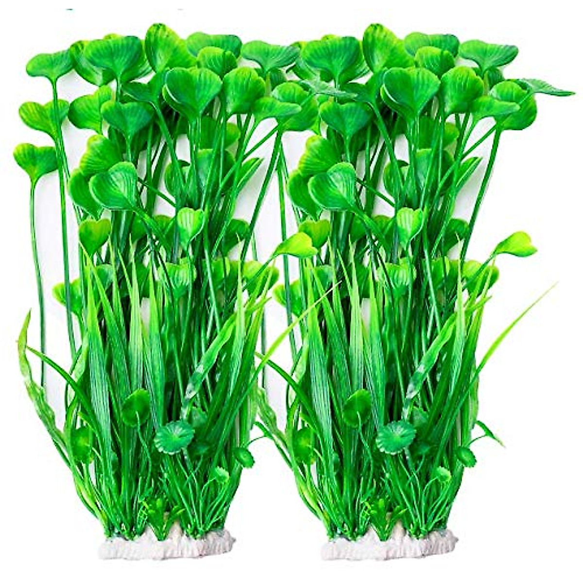 2 Pcs Artificial Green Water Plants, Fish Tank Aquarium Decorations, Made of Soft Plastic