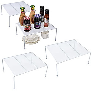 Mesh Kitchen Shelves, Cabinet Organization Storage Shelf ,Medium (13.1 x 10.2 Inch) Rustproof Kitchen Counter and Cabinet Shelf, Storage Rack Organizer for Kitchen, Fridge, Cabinet, Bathroom,Set of 4 (White)