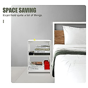 Lechay Small Side Table, White End Table Skinny Tables for Small Spaces Slim Nightstand Small Bookshelf for Bedroom Office