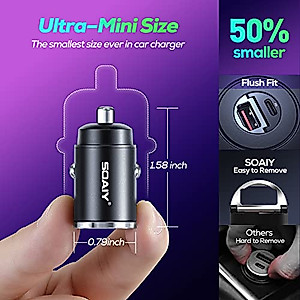 Car Charger USB C, PD 30W & QC 30W Fast Charging Car Charger Adapter [Ultra-Mini, Flush Fit, All Metal], Compatible with iPhone 14 13 12 Samsung S22/21/20 Pixel All Smartphone