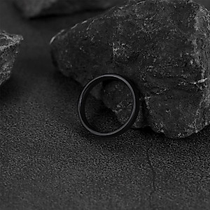 FaithHeart Personalized Custom Black Stainless Steel Rings Wedding Bands Size 5 Fashion Polished Finger Bands Promise Jewelry for Couples