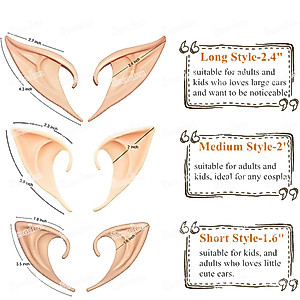 Secaden Cosplay Fairy Pixie Elf Ears Soft Pointed Ears Tips Anime Party Dress Up Costume Accessories (Long Style)