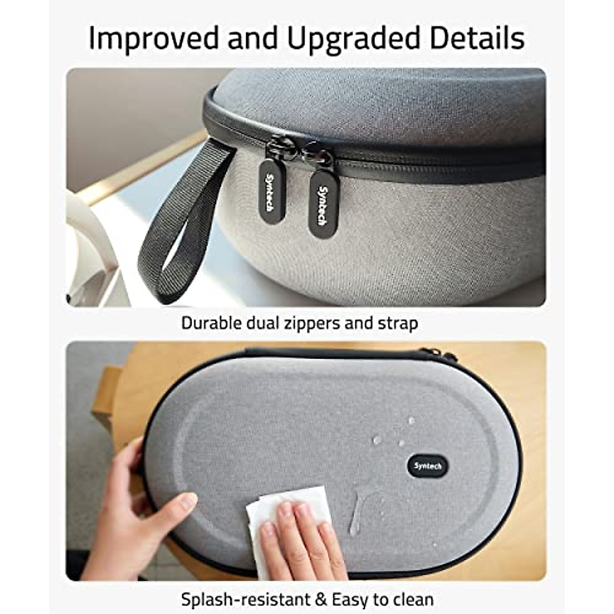 Syntech Hard Carrying Case Compatible with Oculus Quest 3, Quest 2 Accessories PICO4 VR Headset with Elite Strap, Touch Controllers and Other Accessories, Ultra-Sleek Design for Travel, Storage, Gray