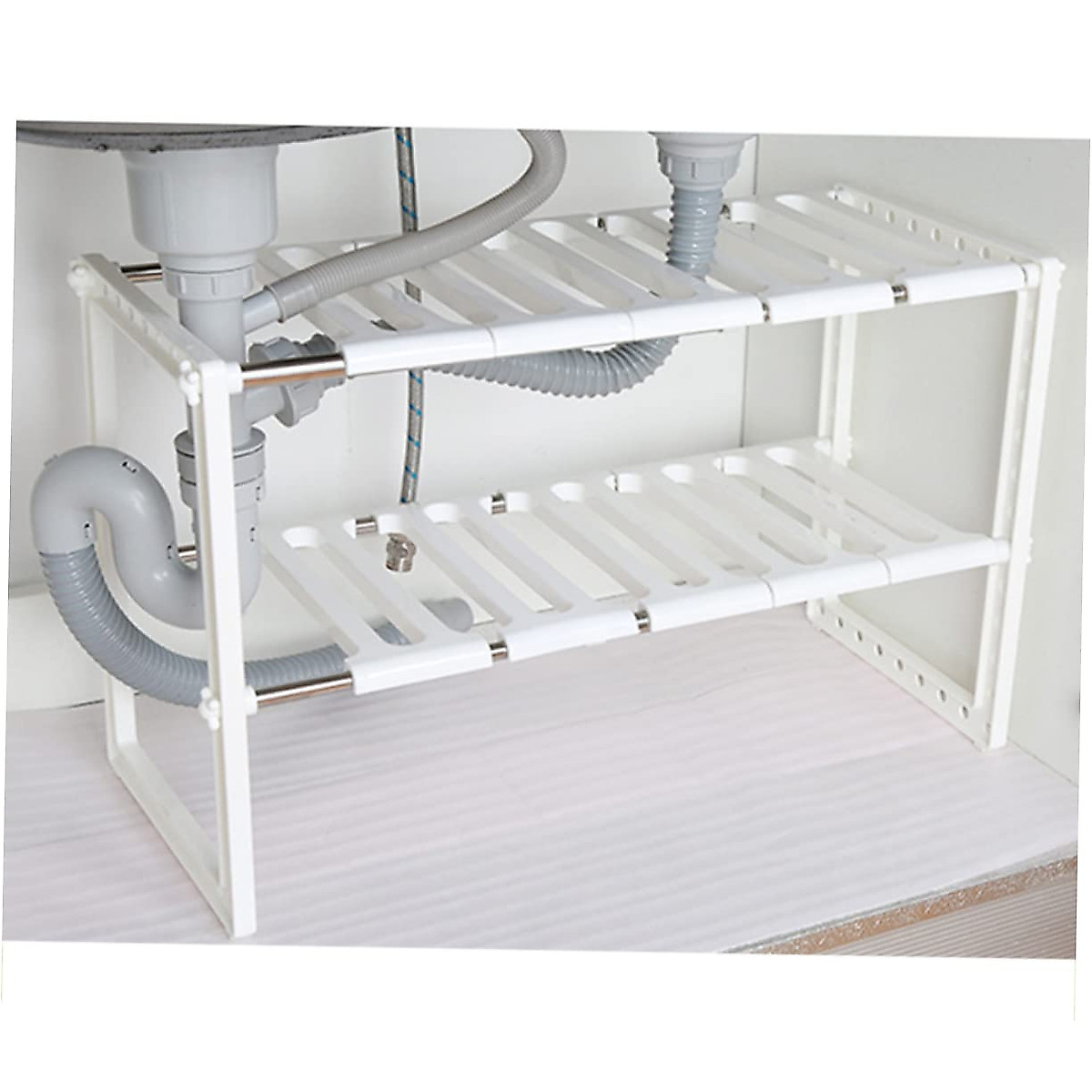RORPOIR Utensil Holder for Kitchen Counter Dish Drainers Retractable Sink Drain Rack Space-Saving Shelf White