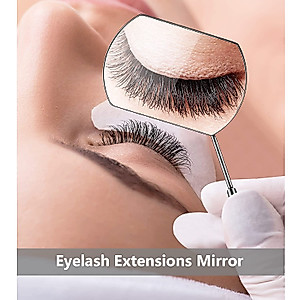 BUCICE Lash Mirror for Eyelash Extensions, Detachable Eyelash Mirror Stainless Steel Black Makeup Mirror Eyelash Extension Supplies