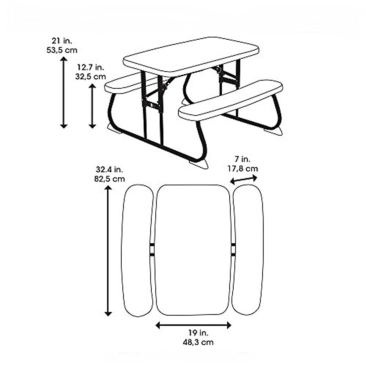 Lifetime Kid's Picnic Table, White and Black