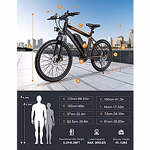 TotGuard Electric Bike for Adults, 26" Ebike with Peak 500W Brushless Motor, Electric Mountain Bike with 374Wh Removable Battery, 50 Miles Electric Bicycle with Suspension Fork, 21 Speed, LCD Display