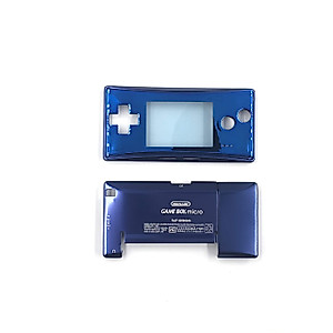 Replacement 4 in 1 Metal Front Cover Faceplate Bottom Housing Shell Pack with Full Screws Set for Gameboy Micro GBM Case Cover Blue