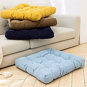 HIGOGOGO Floor Pillow, Square Meditation Pillow for Seating on Floor Solid Thick Tufted Seat Cushion Meditation Cushion for Yoga Living Room Sofa Balcony Outdoor, Yellow, 22x22 Inch