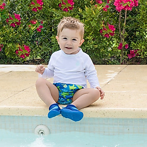 green sprouts Boys' Snap Swim Diaper, Royal Blue Turtle Journey, 5T