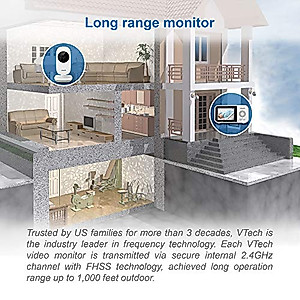 VTech VM819 Video Baby Monitor with 19 Hour Battery Life, 1000ft Long Range, 2.8” Display, Auto Night Vision, 2Way Audio Talk, Temperature Sensor and Lullabies
