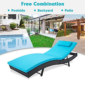 Incbruce Patio Chaise Lounge Chair, Outdoor Reclining Chaise with Adjustable Backrest, PE Rattan Steel Frame Pool Lounge Chair