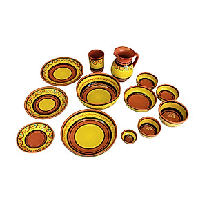 Canyon Cactus Ceramics Spanish Terracotta Set of 3 Small Dipping Bowls, Yellow