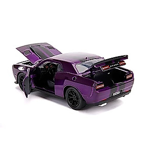 2015 Challenger SRT Hellcat Purple with Black Stripes Big Time Muscle 1/24 Diecast Model Car by Jada 31063
