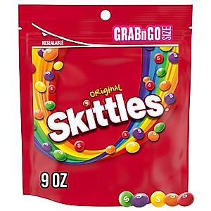 SKITTLES Original Summer Chewy Candy, Grab N Go, 9 Oz Resealable Candy Bag