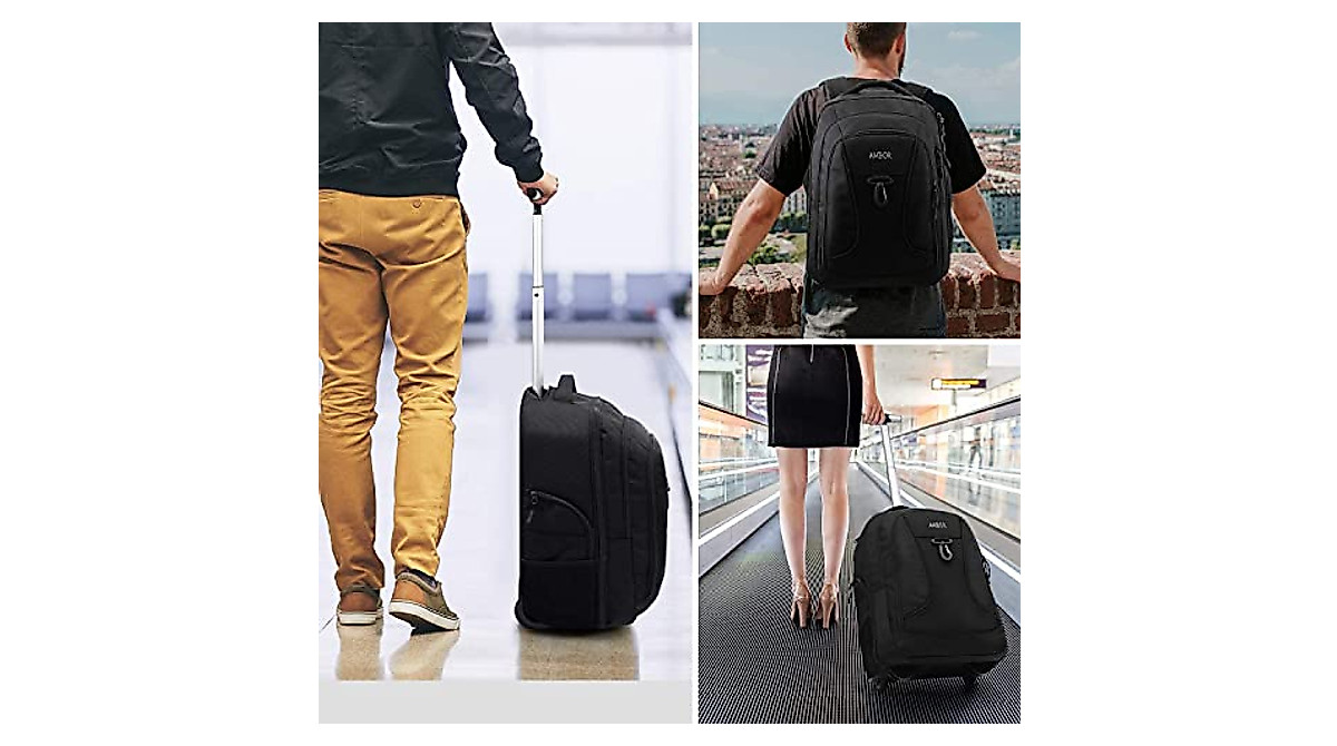 AMBOR 18 Inch Waterproof Rolling Backpack - Travel Easy