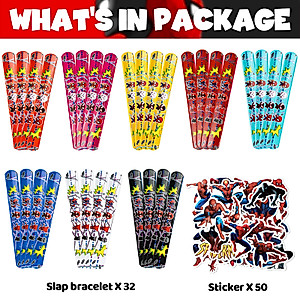 TLTSDWQ 82Pcs Birthday Party Favors,Slap Wristband Set,include 32Pcs Slap Wristband and 50Pcs Stickers,Best for Fill Up the Goodie Bags for Game Themed Birthday Party