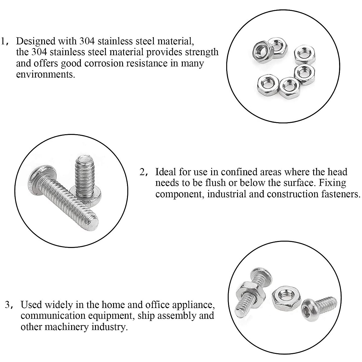 DYWISHKEY 310 Pieces M2 x 4mm/6mm/8mm/10mm/12mm/16mm/20mm, Stainless Steel 304 Hex Button Head Cap Bolts Screws Nuts Kit with Hex Wrench