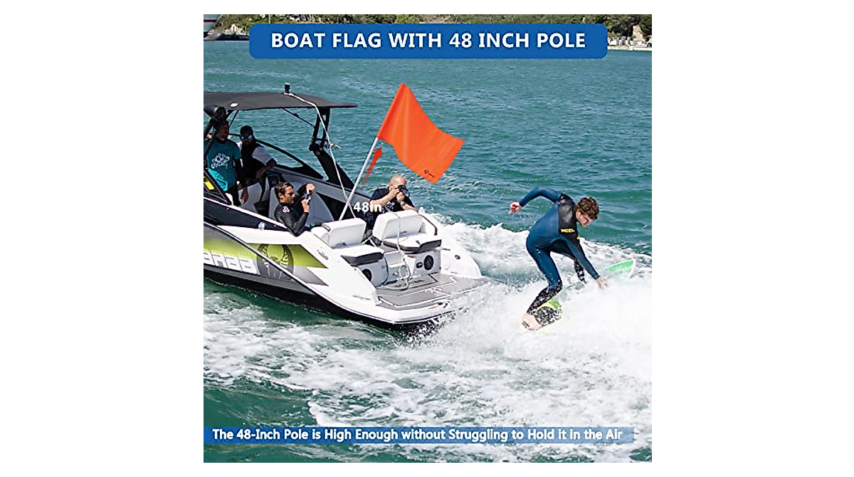 MUMUBOAT Orange Boat Flag - 48-Inch Water Ski Safety Flag