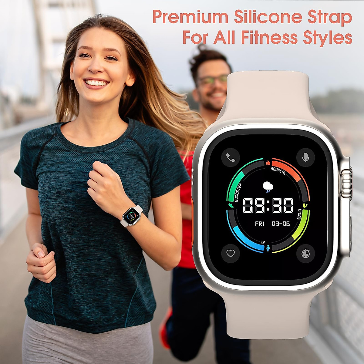 Ron json Silicone Sport Band Compatible with Apple Watch Band Ultra 2/Ultra SE Series 9/8/7/6/5/4/3/2/1 38mm 40mm 41mm 42mm 44mm 45mm 49mm Women Men