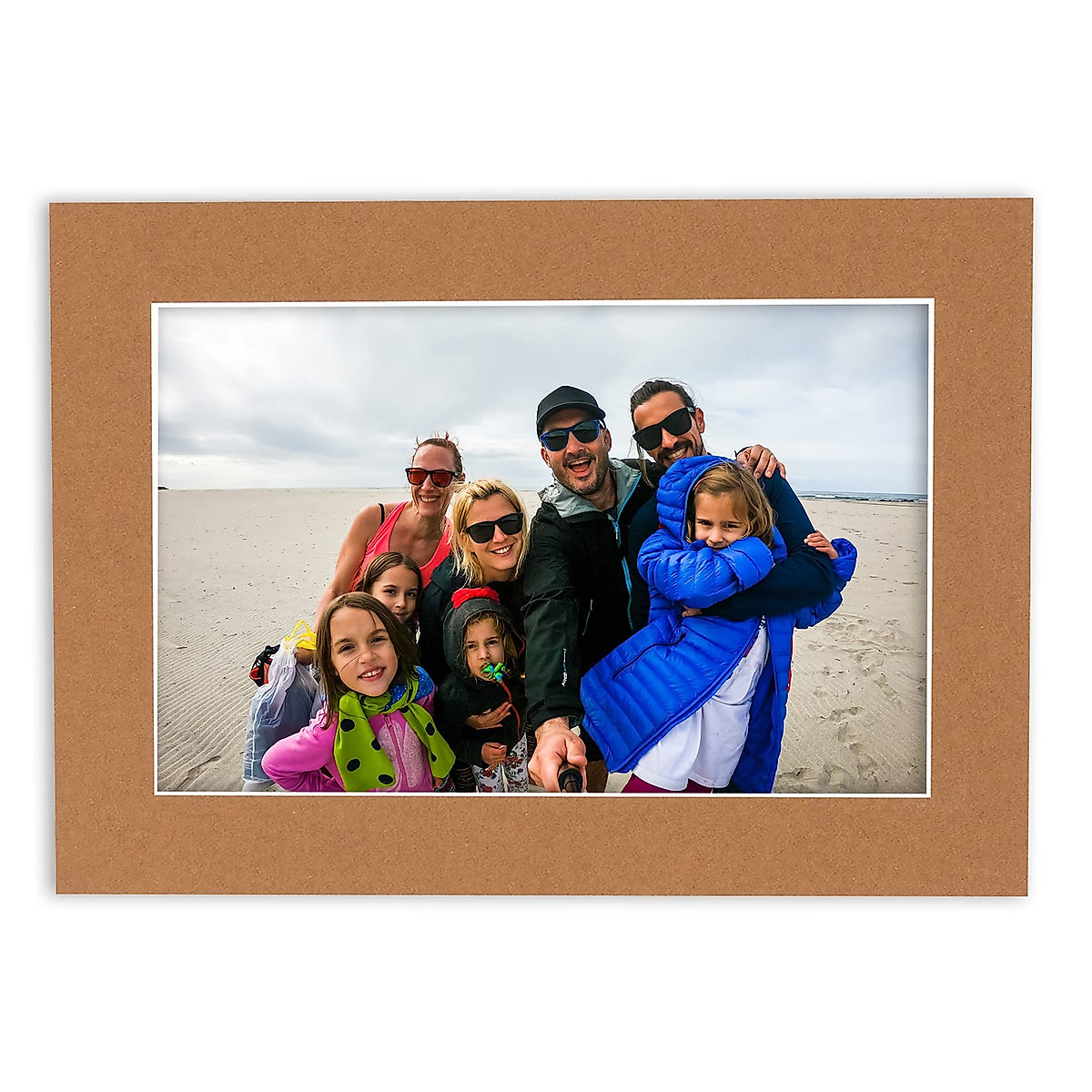 8x10 Mat Bevel Cut for 5x7 Photos - Acid Free Aged Oak Brown Precut Matboard With Backing Board and Crystal Clear, Self Seal Photo Mat Bag - For Pictures, Photos, Framing - 4-ply Thickness