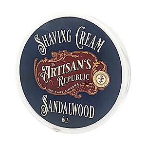 The Artisan's Republic - Hand Made Sandalwood Shaving Cream for Men | Beard Care | Anti Razor Burn and Irritation | Shaving Gift | Coconut and Apricot Oil (Sandalwood)