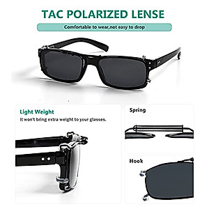 Eyekepper 3-pack Polarized Clip on Sunglasses With Spring Draw Bar Grey/Brown/G15 Lens 54 * 34MM