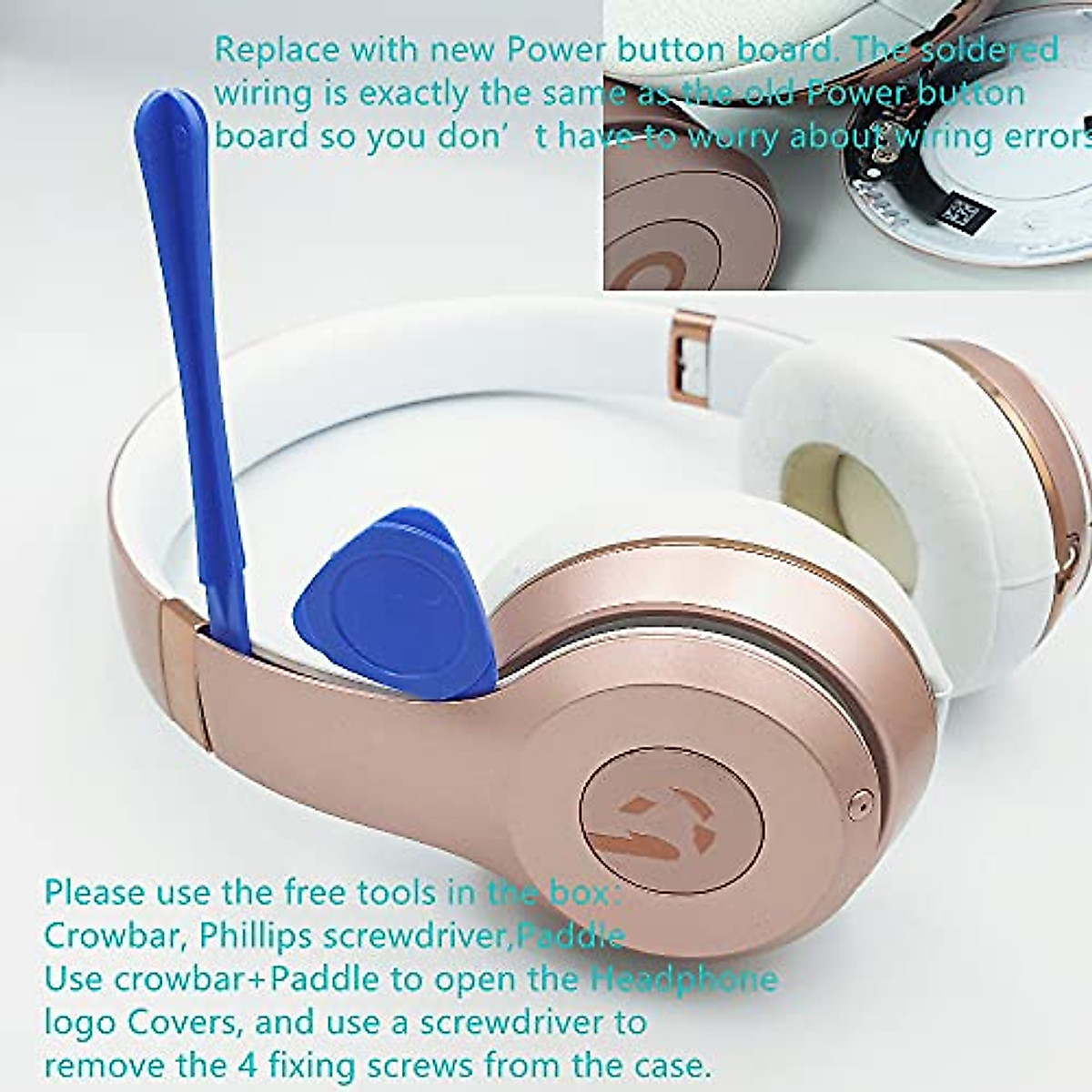 Solo 3 Power Button Replacement for Beats Solo 3 Headphones Power ON/Off Key, Solo3 Power Key Button incl Repair Kit