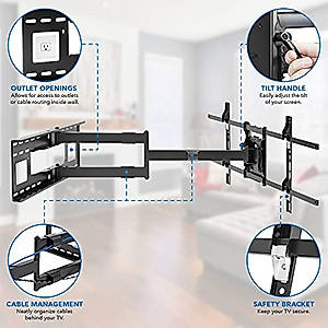 Mount-It! Long Arm TV Mount, Full Motion Wall Bracket with 40 inch Extension Articulating Arm, Fits Screen Sizes 42, 47, 50, 55, 60, 65, 70, 75, 80 Inch, VESA 800x400mm Compatible, Holds up to 110 lbs