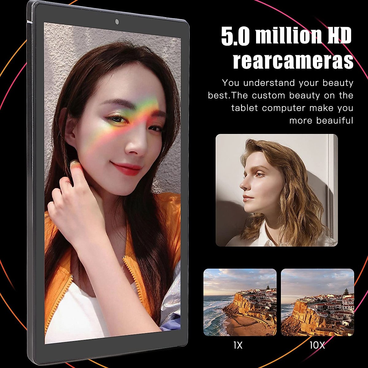 10.1 Inch Android11 Tablet, 2K IPS Touch Sreen, Octa Core Processor, 6G RAM 256G ROM, 5+13MP Dual Camera, 2.4G/5G WiFi, BT 5.0, GSM Calling Tablet, 5800mAh Battery