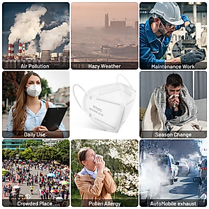 KN95 Face Mask 30pcs Disposable Face Masks Individual Packed Safety 5 Layers Breathable Cup Dust Masks Filtration>95% for Adults Men Women(White)