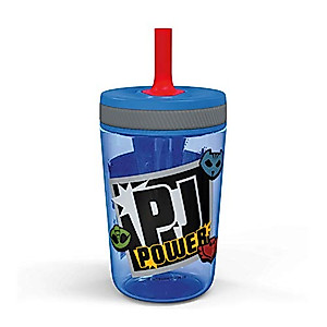 Zak Designs Kelso Tumbler 2pc Set, Leak-Proof Screw-On Lid with Straw Made of Durable Plastic and Silicone, Perfect Bundle for Kids, 2 Count (Pack of 1), PJ Masks Catboy Owlette Gekko