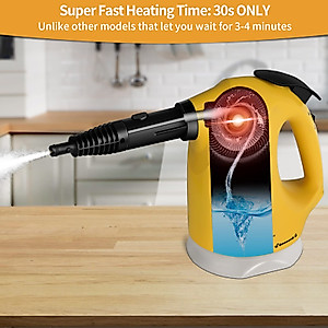 Handheld Steam Cleaner for Home Use, Fast Heating, Portable and Lightweight, with Lock Button and Full Accessory Set, Pressurized Hand Held Steamer for Cleaning Car, Tile Grout, Upholstery, Furniture