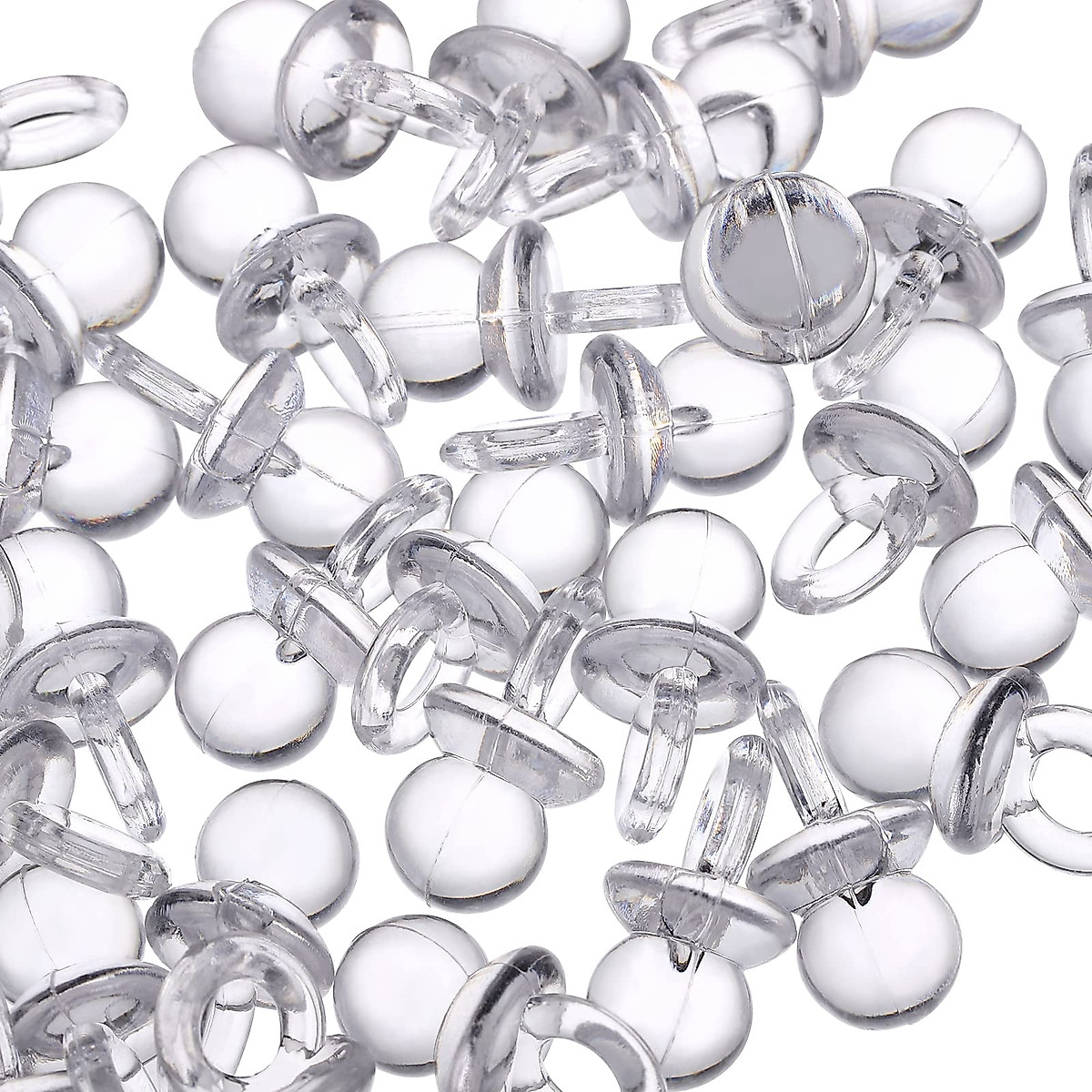 Exceart 50pcs Mini Acrylic Baby Pacifiers Clear Table Scatter Confetti Decorations for Boys and Girls Baby Shower Party Favor Decoration