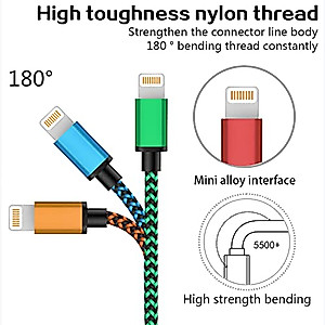 iPhone Charger Cable 4Pack iPhone Charger Cord MFi Certified Lightning Cable Nylon Braided Fast iPhone Charging Cable Compatible iPhone 14 13 12 11 Pro Max XS XR X 8 7 Plus 6s 6S SE, iPad-MultiColor