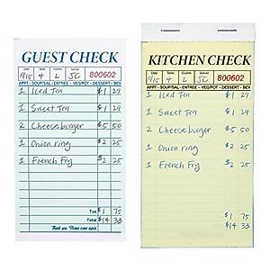 Juvale 10 Pack Restaurant Server Note Pads with Carbon Copy for Guest Checks, Waiter, Waitress 500 Total Tickets (3x7 in)