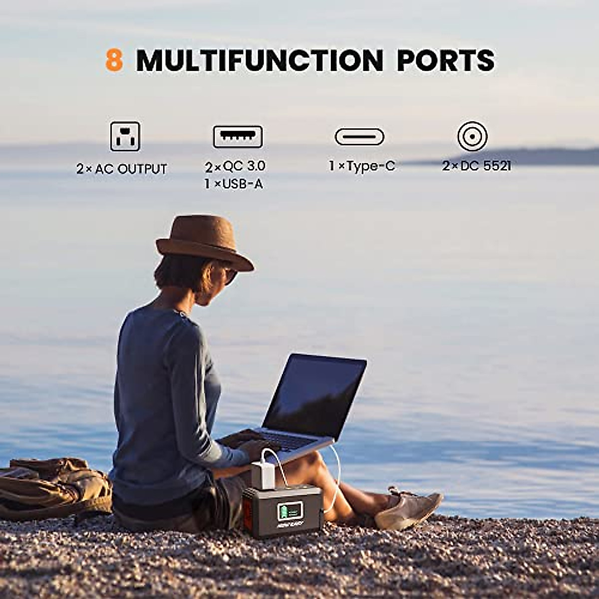 HOWEASY 120W Portable Power Station, 88WH Solar Generator, Lithium Battery Power with 2 110V AC (Peak 150W) Socket/ 3 DC Ports/2 USB QC3.0/LED Light for CPAP Outdoor Camping Trip Hunting Emergency