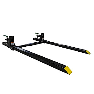 Titan Attachments Light-Duty 60" Clamp-on Pallet Forks with Adjustable Stabilizer Bar, 46" x 3" Fork Length, Rated 1,500 LB, Easy to Install on Loader or Skid Steer Bucket