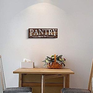 Pantry Sign Rustic Wood Color Canvas Wall art Print Sign 5.5x16.5 (Pantry, Brown)