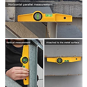 RONGPRO 10 Inch Aluminum Die-Cast Magnetic Torpedo Level, Professional Magnetic Scaffolding Spirit Level, Torpedo Level with Rare Earth Magnet 250MM and Holster